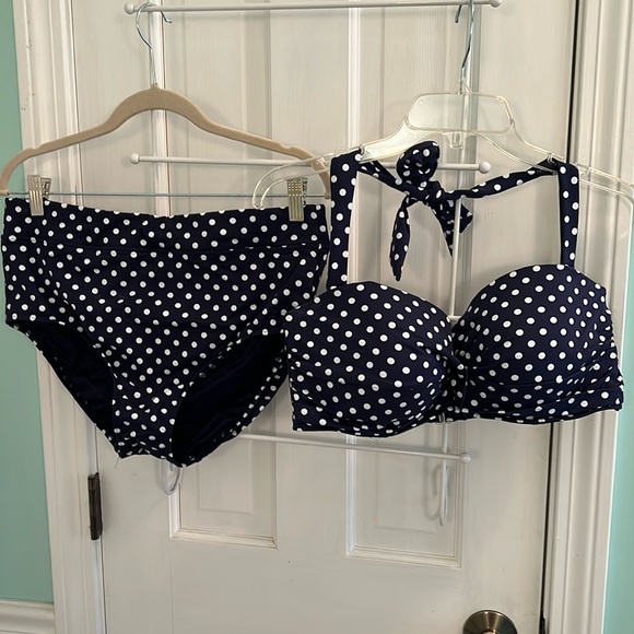 Lands' End | Swim | Lands End 2piece Swimsuit 2 With D Bra Blue White ...